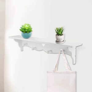 LZKW Wall Hanging Shelf Coat Rack Hook White Shelf, Wall Shelf, for Household Storage Supplies Storage Tool for Bedroom