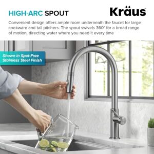 KRAUS Oletto Modern Industrial Pull-Down Single Handle Kitchen Faucet in Brushed Gold, KPF-2654BG