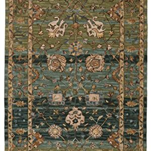 Jaipur Living Cardamom Collection 8' x 10' Large Area Rug with Floral Medallion Motif, Soft Hand-Tufted 100% Wool Vintage Rug for Bedrooms and Living Rooms, Green/Blue