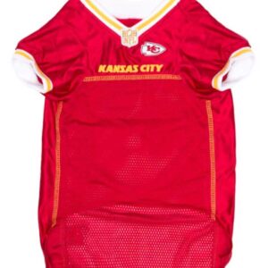 Pets First NFL Kansas City Chiefs Dog Jersey, Size Large. Best Football Jersey Costume for Dogs & Cats. Licensed Jersey Shirt