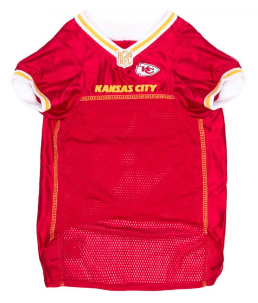 Pets First NFL Kansas City Chiefs Dog Jersey, Size Large. Best Football Jersey Costume for Dogs & Cats. Licensed Jersey Shirt