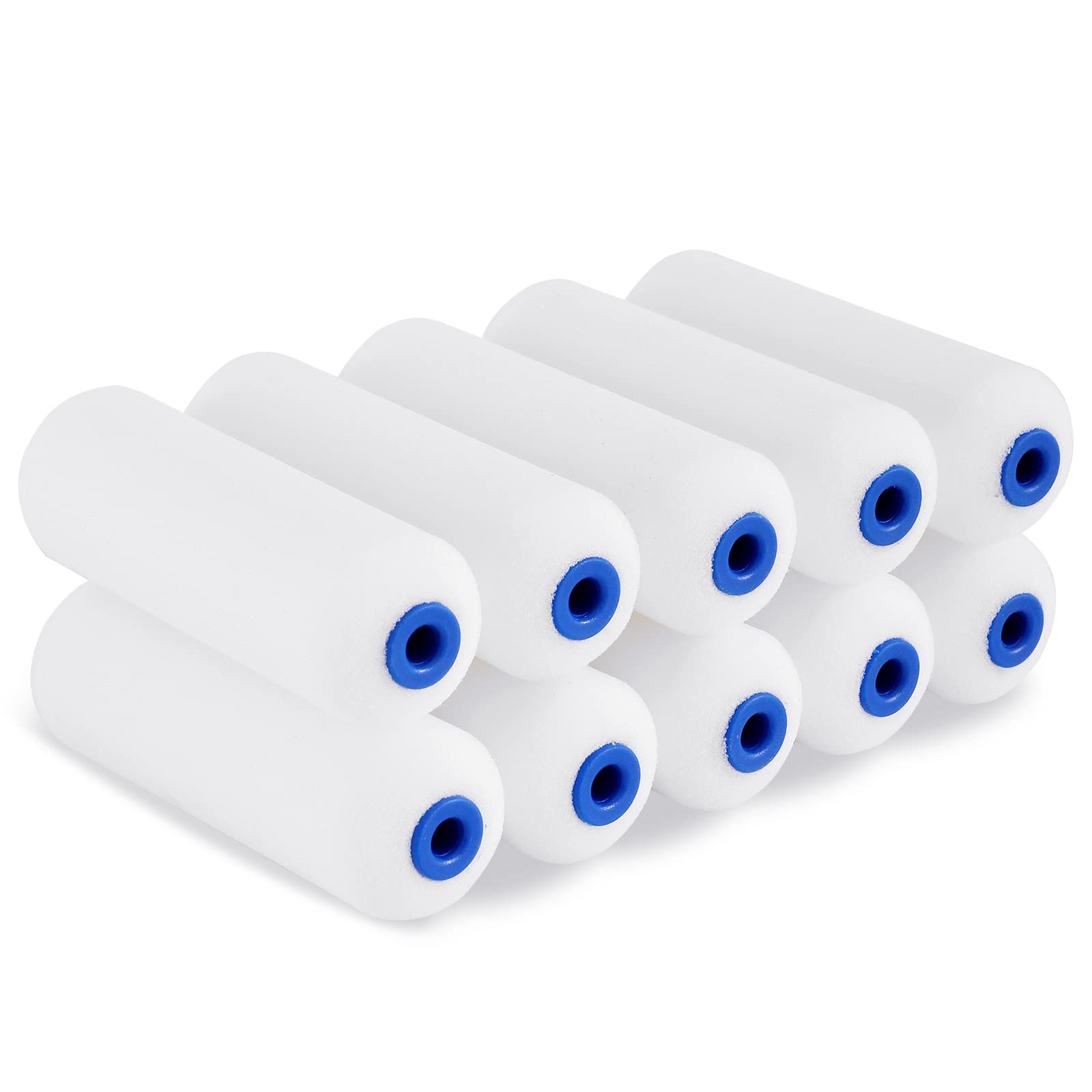 Mister Rui Foam Paint Roller, 10 Pack 4 Inch Small Paint Roller Covers, High Density Foam Paint Roller, Mini Rollers for Painting Walls, Cabinets, Cupboards, Doors