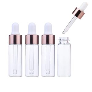 glass dropper bottles,50 packs essential oil dropper bottle clear glass vials sample dropper bottle perfume cosmetic liquid containers with glass eye dropper (5ml)