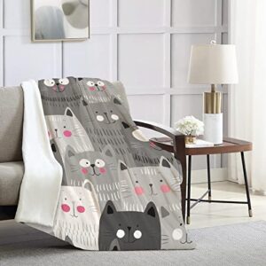 COLLA Cute Cat Blanket for Girls Women, Lightweight Soft Fleece Flannel Throw Blanket for Cat Lovers Sofa Couch Living Room 50x40 Inch