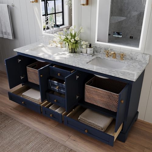 Ancerre Designs Audrey 72" Wood Bathroom Vanity Set in Heritage Blue