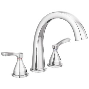 delta faucet stryke roman tub faucet - t2777 - modern bathtub faucet & lever handles - sleek bathroom fixtures - chrome, lever handles (valve sold separately)