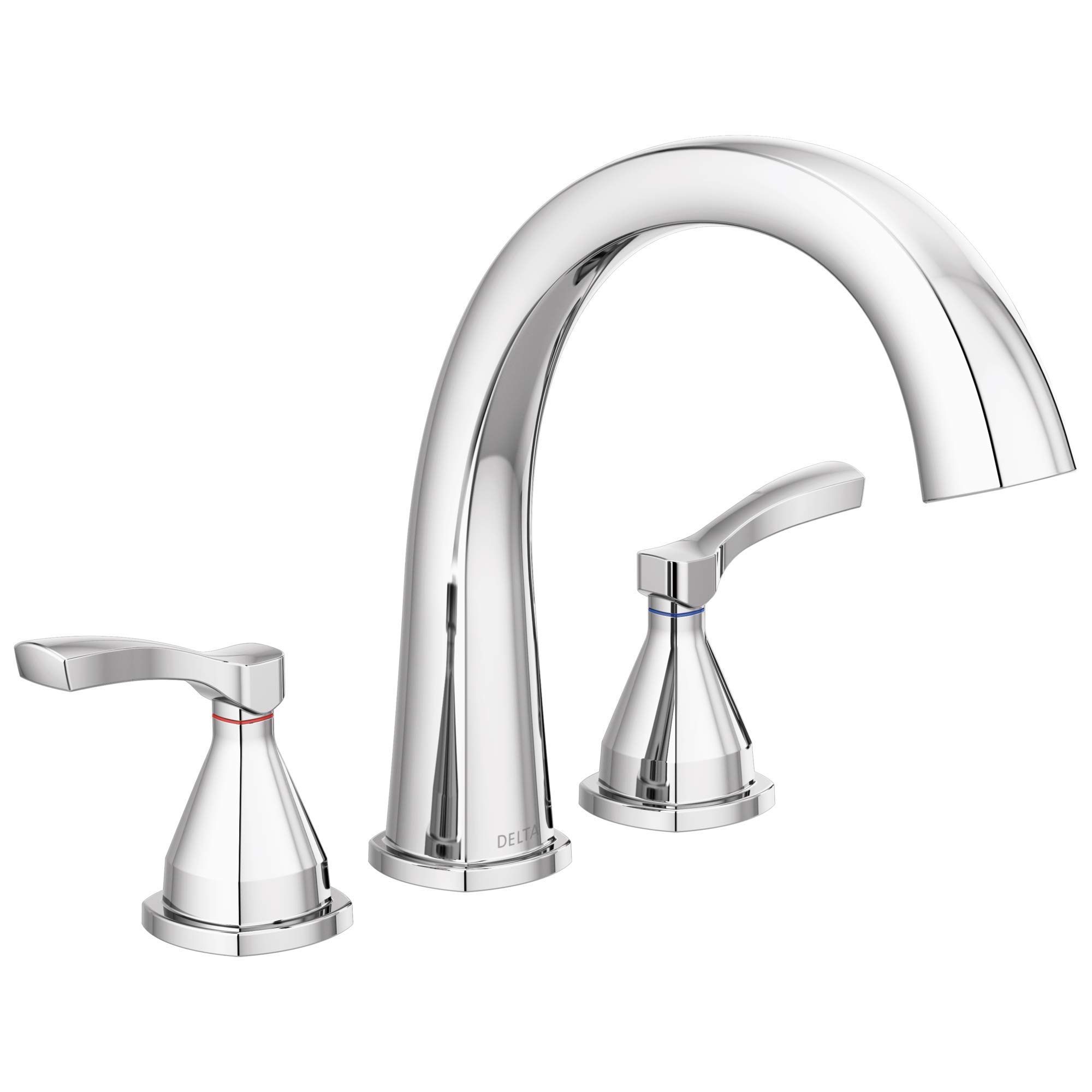 Delta Faucet Stryke Roman Tub Faucet - T2777 - Modern Bathtub Faucet & Lever Handles - Sleek Bathroom Fixtures - Chrome, Lever Handles (Valve Sold Separately)