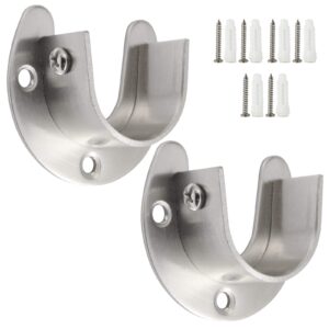 creatyi heavy duty closet rod brackets closet shower rod bracket closet rod holders closet pole sockets closet rod supports for 1 1/4 inch rod (2 pcs, silver)