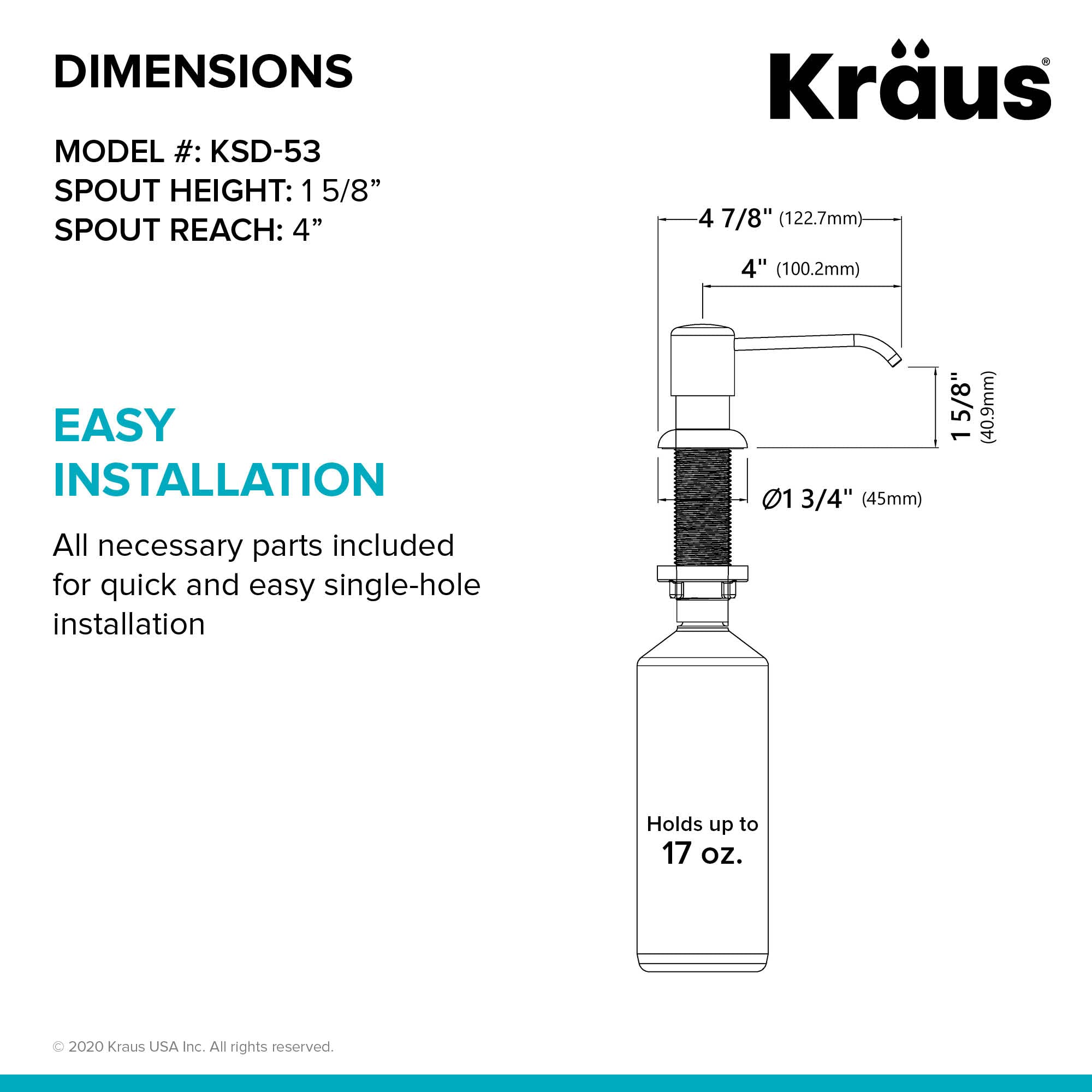 KRAUS Boden Kitchen Soap and Lotion Dispenser in Stainless Steel, KSD-53SS