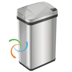 itouchless 4 gallon sensor trash can with absorbx odor filter and air freshener, stainless steel 15 liter waste bin for bathroom, bedroom and office