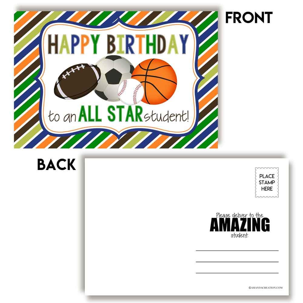 Cute & Funny Puns Themed Happy Birthday From Teacher To Student Blank Postcards, 4"x6" Fill In Notecards (6 different designs) by AmandaCreation (30)