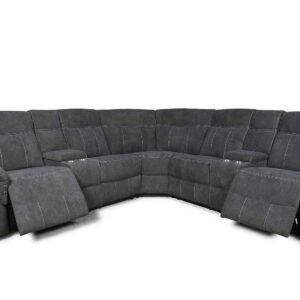 Elountik Modern Sectional Sofa Manual Lift Sofa Reclining Sofa Couch Large Sofa Set (Fabric Gray)