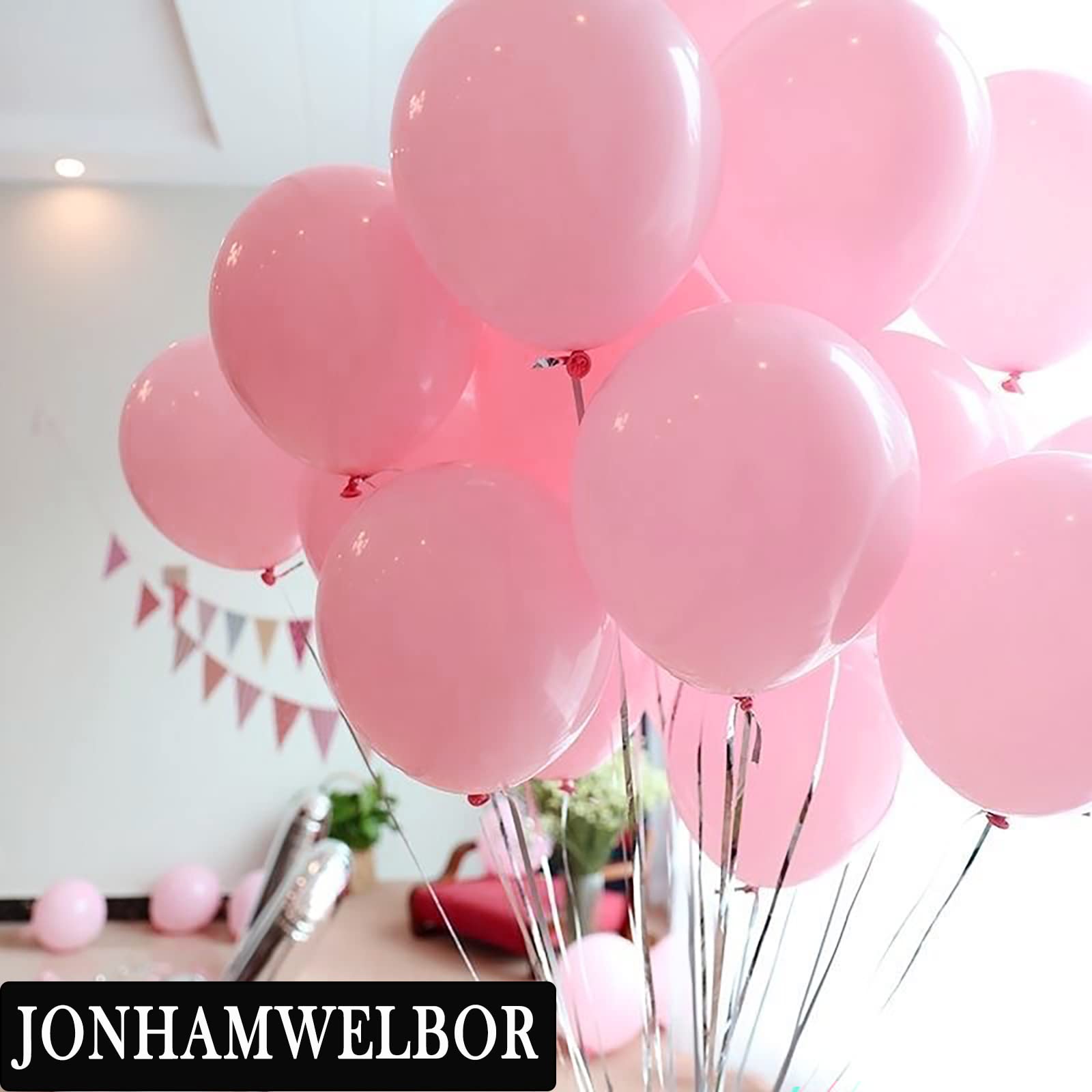 Jonhamwelbor Pink Balloons 12 Inch 100 Pack Light Pink Latex Party Balloons Pastel Pink Helium Balloons Wedding Girl Sweet Birthday Bride Baby Shower Party Decorations