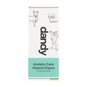 dandy anxiety dog calming chews - 30 vet-approved vitamin packs - 4 treats per pack - anxiety relief treats - calming care probiotic supplement for dogs (large breed - over 45lbs)