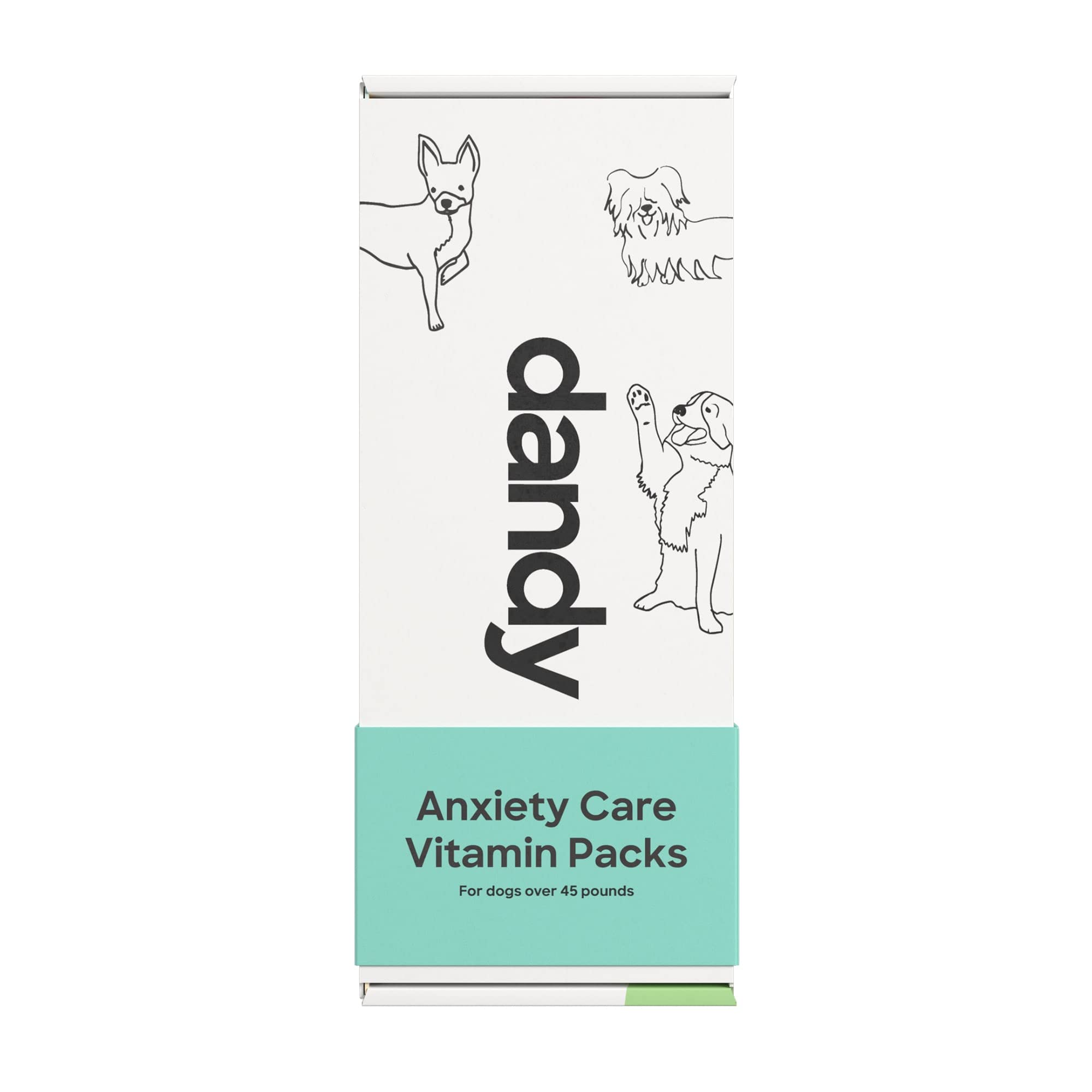 Dandy Anxiety Dog Calming Chews - 30 Vet-Approved Vitamin Packs - 4 Treats Per Pack - Anxiety Relief Treats - Calming Care Probiotic Supplement for Dogs (Large Breed - Over 45lbs)