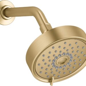 KOHLER 22170-G-2MB Purist Multi-Function Showerhead, Wall-Mount, 3 Spray Settings, 1.75 GPM, Vibrant Brushed Moderne Brass