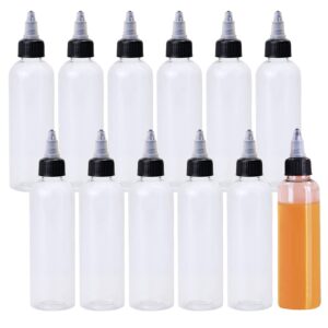 cheeren 12pcs 5oz/150ml plastic squeeze dispensing bottles with black twist cap, multi purpose bottle for crafts, art, glue, liquid，kitchen,household