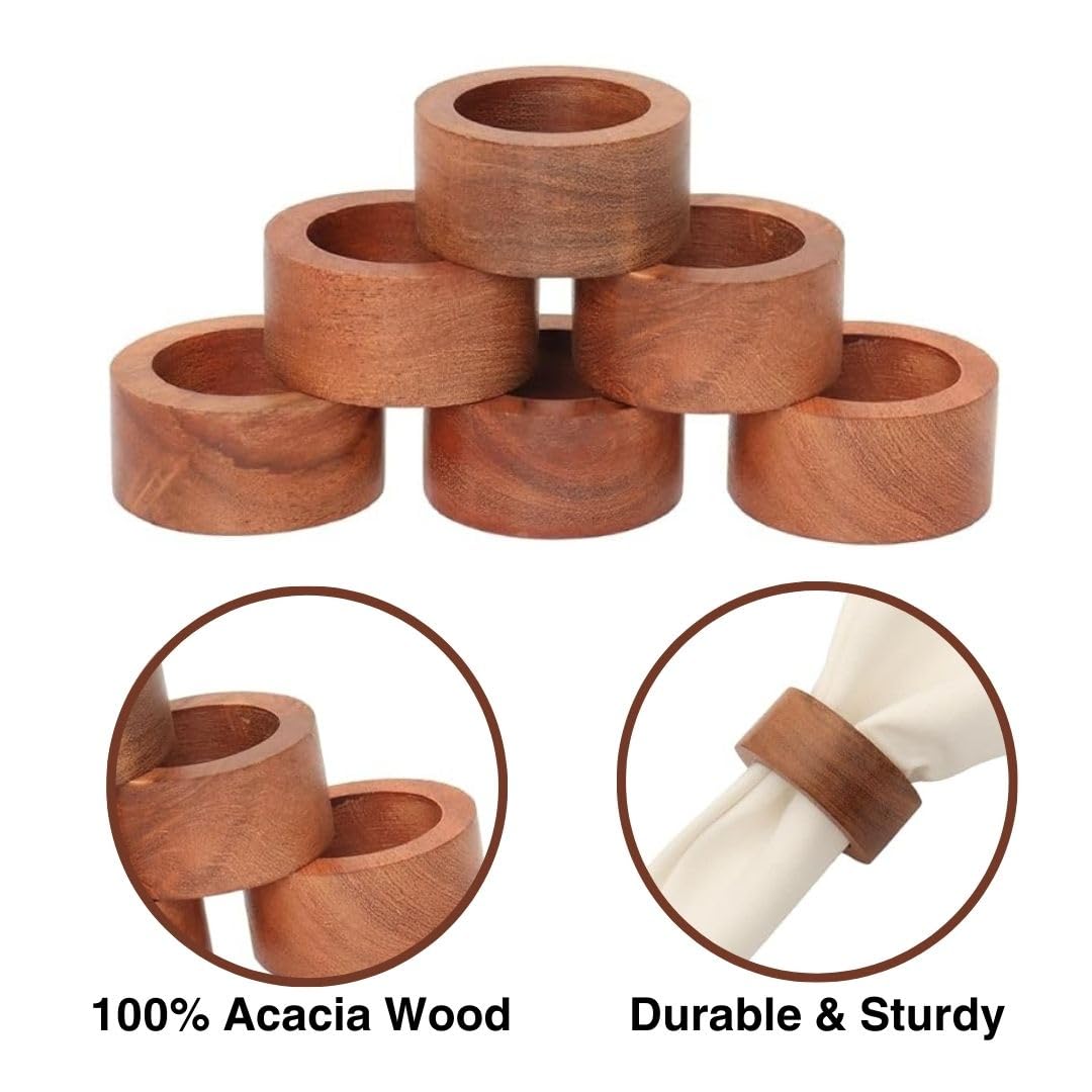 ARN CRAFT Wooden Napkin Ring for Weddings Dinner Parties or Every Day Use (Set of 12, Plane)