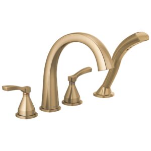 delta faucet stryke roman tub faucet - t4777-ss - bathtub handles, faucet & diverter - modern bathroom fixtures - stainless, lever handles (valve sold separately)