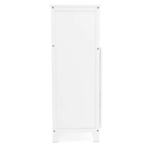 Martha Stewart Kids' Media System - Creamy White: 43 Inch Wooden Cubby Storage Organizer Bookcase with Fabric Bins for Bedroom and Playroom