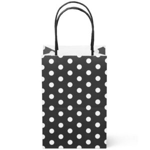 dsquare 12ct food safe premium paper & ink, polka dots color kraft bag with handle 8.5 x 5.25 in - party favor gift bags with handle, color goody bag, environmentally safe (small, black)