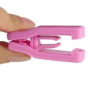 ZOENHOU 100 Pack Pink Plastic Finger Clips for Hanger Strong Pinch, Multi-Purpose Non-Slip Hanger Clip, Plastic Clips for Clothes Pants