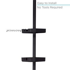 Bath Bliss 4 Tier Tensions Corner Shower Caddy Shelves Adjustable 48“-101” Bathroom Organizer Bathtub and Shower Stall Holds Large Bottles Soap Shampoo Washcloths Matte Black