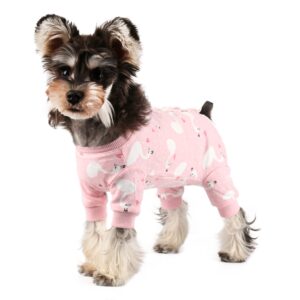 due felice dog recovery suit female male dog onesie for surgery, fit for small dog breed dog body suits after surgery dog surgical suit pink swan/s