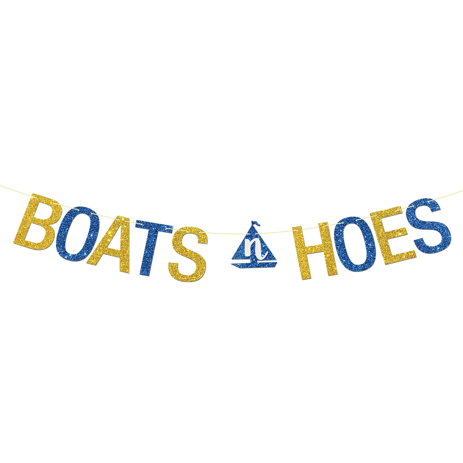 Maicaiffe Boats N Hoes Banner - Nautical Cruise Themed Birthday Party Decorations - Wedding - Baby Shower - Bachelorette/Bridal Shower Party Decorations Glitter