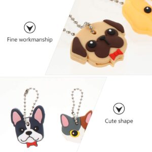 6pcs Key Caps Covers Cute Dog and Cat Key Identifier Caps Key ID Rings Key Rings Creative Animal Key Holder for Kid Toy Ornament Souvenirs