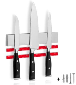 cucino magnetic knife holder for wall 10" no drilling incl. self adhesive tape - extra strong knife holder - awarded knife magnetic strip - made of stainless steel