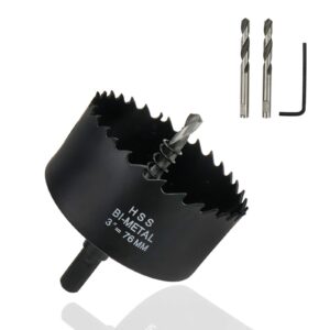 rannb hole saw 3-inch dia hole cutting drill bit for drilling holes in wood, plastic, drywall, thin metal