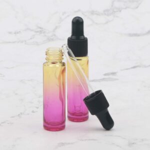 Ellbest 14pcs 10ml Essential Oil Dropper Glass Bottle Colorful dropper Glass Bottles with Eye Dropper, Reusable Bottle, perfect for Travel, Carrying Outside (Yellow Gradient)