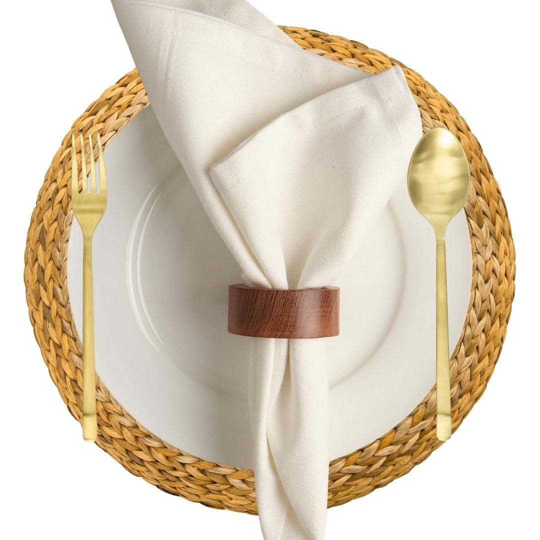 ARN CRAFT Wooden Napkin Ring for Weddings Dinner Parties or Every Day Use (Set of 12, Plane)