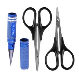 nuofan 0-14mm rc body reamer hole puncher and curved scissors & straight scissors trimming universal tools set for rc car body shell lexan plastic