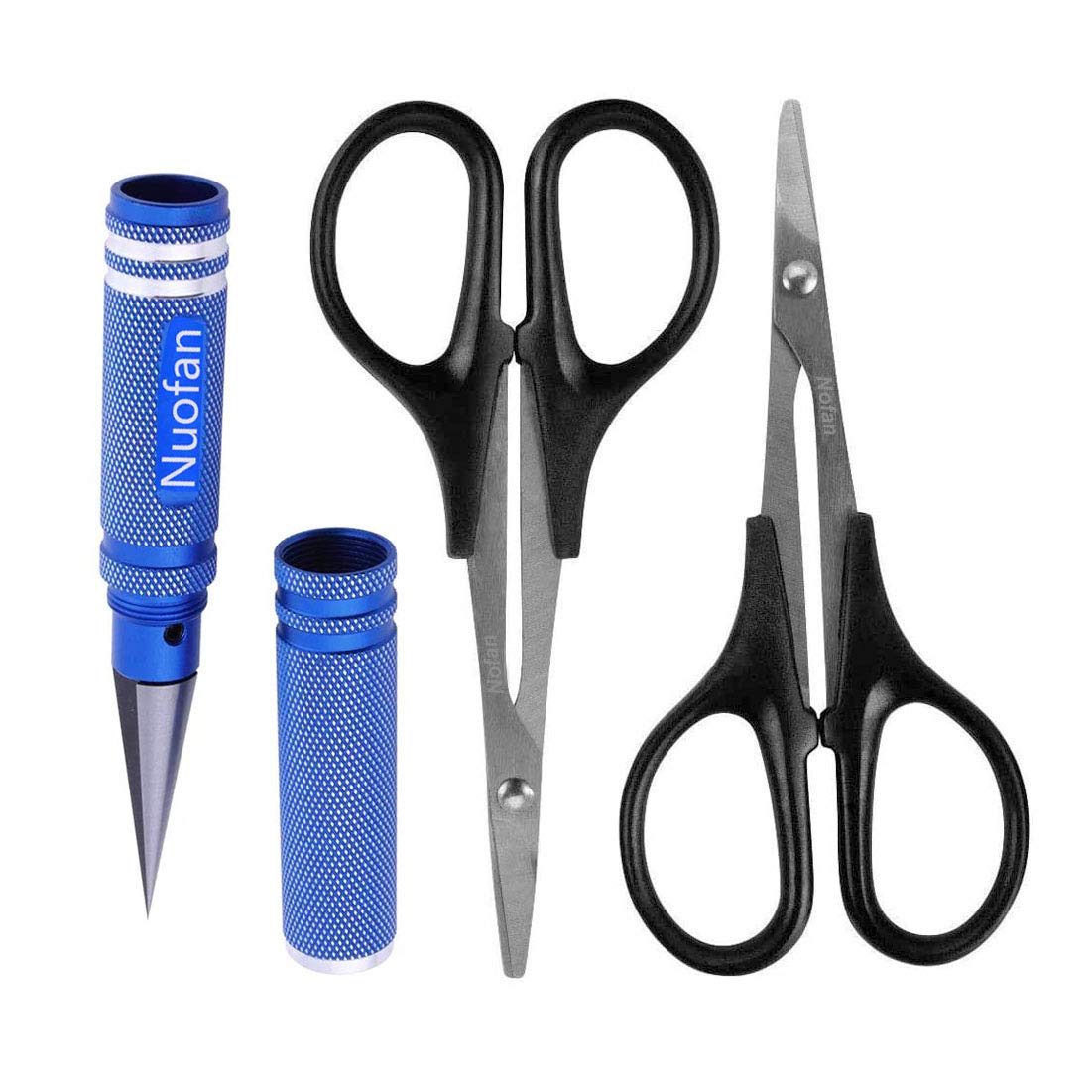 Nuofan 0-14mm RC Body Reamer Hole Puncher and Curved Scissors & Straight Scissors Trimming Universal Tools Set for RC Car Body Shell Lexan Plastic