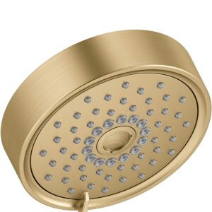 KOHLER 22170-G-2MB Purist Multi-Function Showerhead, Wall-Mount, 3 Spray Settings, 1.75 GPM, Vibrant Brushed Moderne Brass