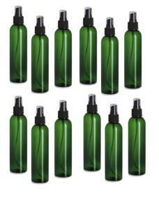 natural farms 12 pack – 8 oz -green cosmo plastic bottles – fine mist atomizer - for essential oils, perfumes, cleaning products