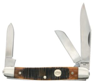 old timer generational usa series 34otg middleman traditional folding pocket knife with stainless steel clip point blade, sheepsfoot blade, pen blade, bone handle, and made in usa for edc, and outdoor