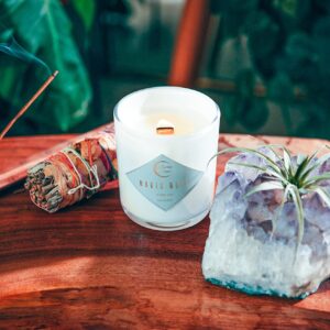 Auric Moon | Desert Sage + Lavender Scented Luxury Soy Coconut Candle for Women | Slow 70+ Hour Burn | Wood Crackling Wicks | Hand-Poured in California