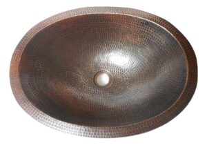 simplycopper 19" oval brushed sedona copper bathroom sink under mount or drop in