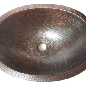 SimplyCopper 19" Oval Brushed Sedona Copper Bathroom Sink Under Mount or Drop In