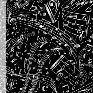 Timeless Treasures Music Black Swirling Music Notes Premium Quality 100% Cotton Fabric by The Yard.