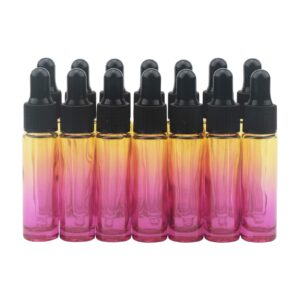 ellbest 14pcs 10ml essential oil dropper glass bottle colorful dropper glass bottles with eye dropper, reusable bottle, perfect for travel, carrying outside (yellow gradient)