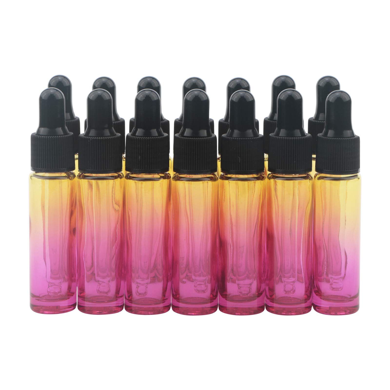 Ellbest 14pcs 10ml Essential Oil Dropper Glass Bottle Colorful dropper Glass Bottles with Eye Dropper, Reusable Bottle, perfect for Travel, Carrying Outside (Yellow Gradient)