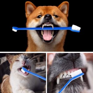 Newday 50 Pieces Double-Headed Dog Cat Pet Toothbrush, Super Soft Bristles Oral Care Teeth, pet Tooth Brush for Dogs, Dog toothbrushes in Bulk Individual polybag (Blue)