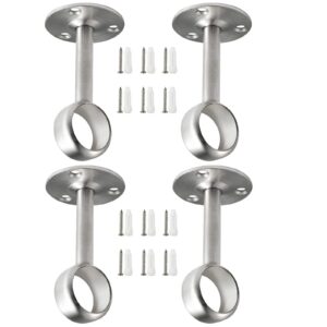 creatyi heavy duty closet rod brackets closet shower curtain rod bracket ceiling-mount brackets closet rod holders closet pole sockets closet rod supports for 1 1/4 inch rod (4 pcs, silver)