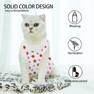 Cat Professional Surgical Recovery Suit,E-Collar Alternative for Cats Dogs,After Surgery Wear, Pajama Suit,Home Indoor Pets Clothing Strawberry M