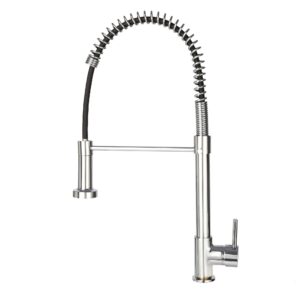 luckyermore commercial kitchen faucet with pull down sprayer, high arc stainless steel, 360 swivel single handle single hole spring sink faucet, chrome