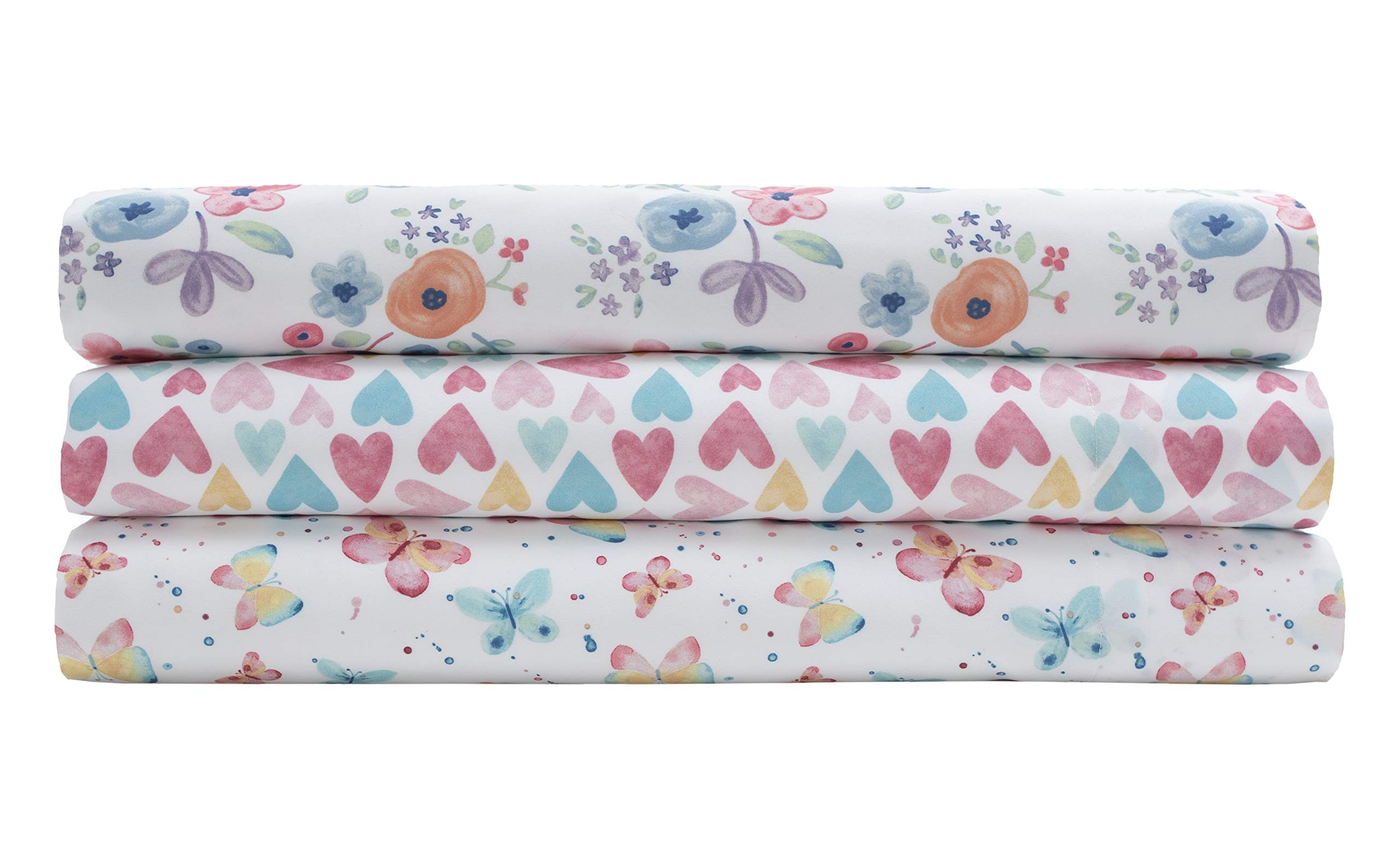 MALLARY BY MATTHEW Kids Super Soft-Soft 100% Microfiber Print Sheet, Watercolor Floral Print, Twin